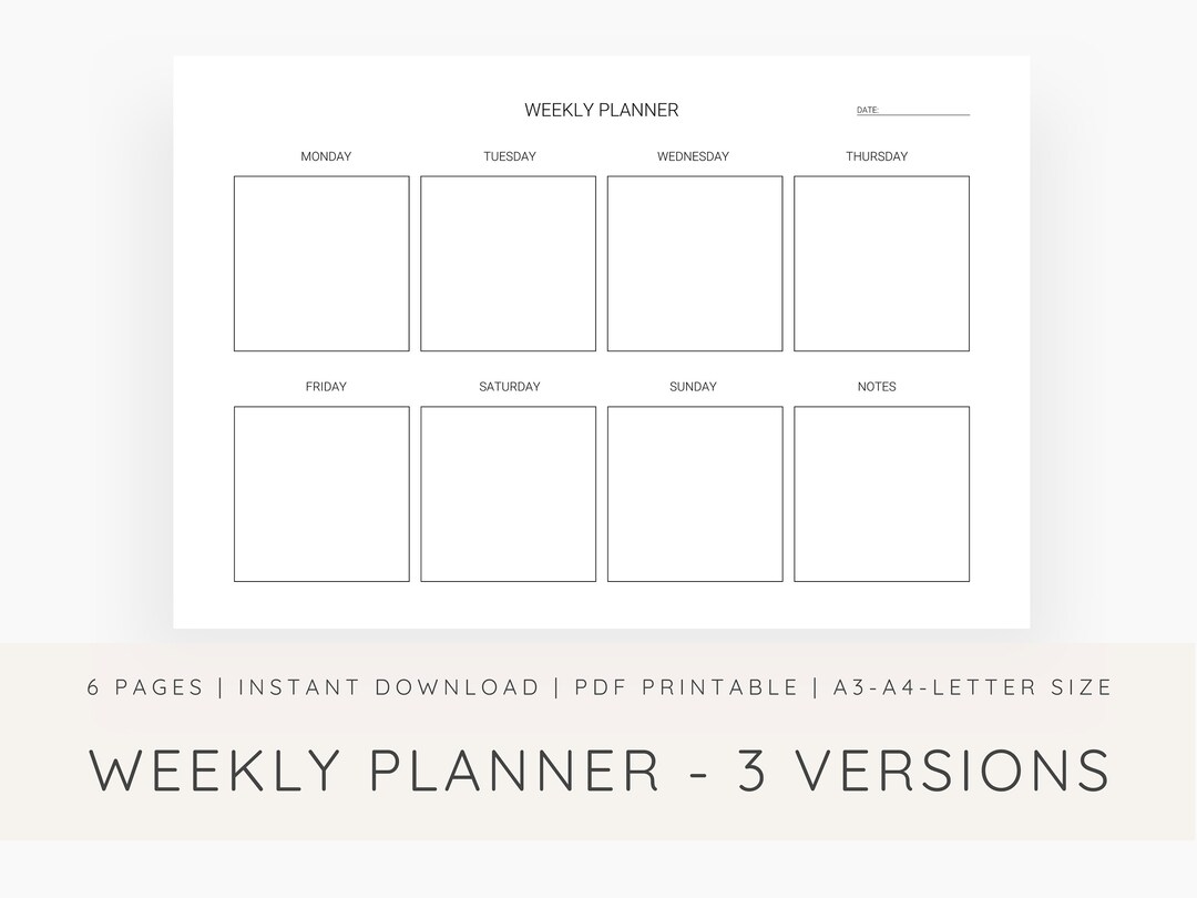 Weekly Planner Printable Landscape - Weekly Organizer - Week at A ...