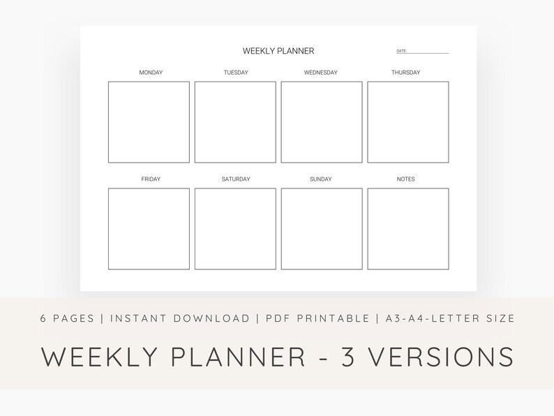 Weekly Planner Printable Landscape Weekly Organizer Week - Etsy