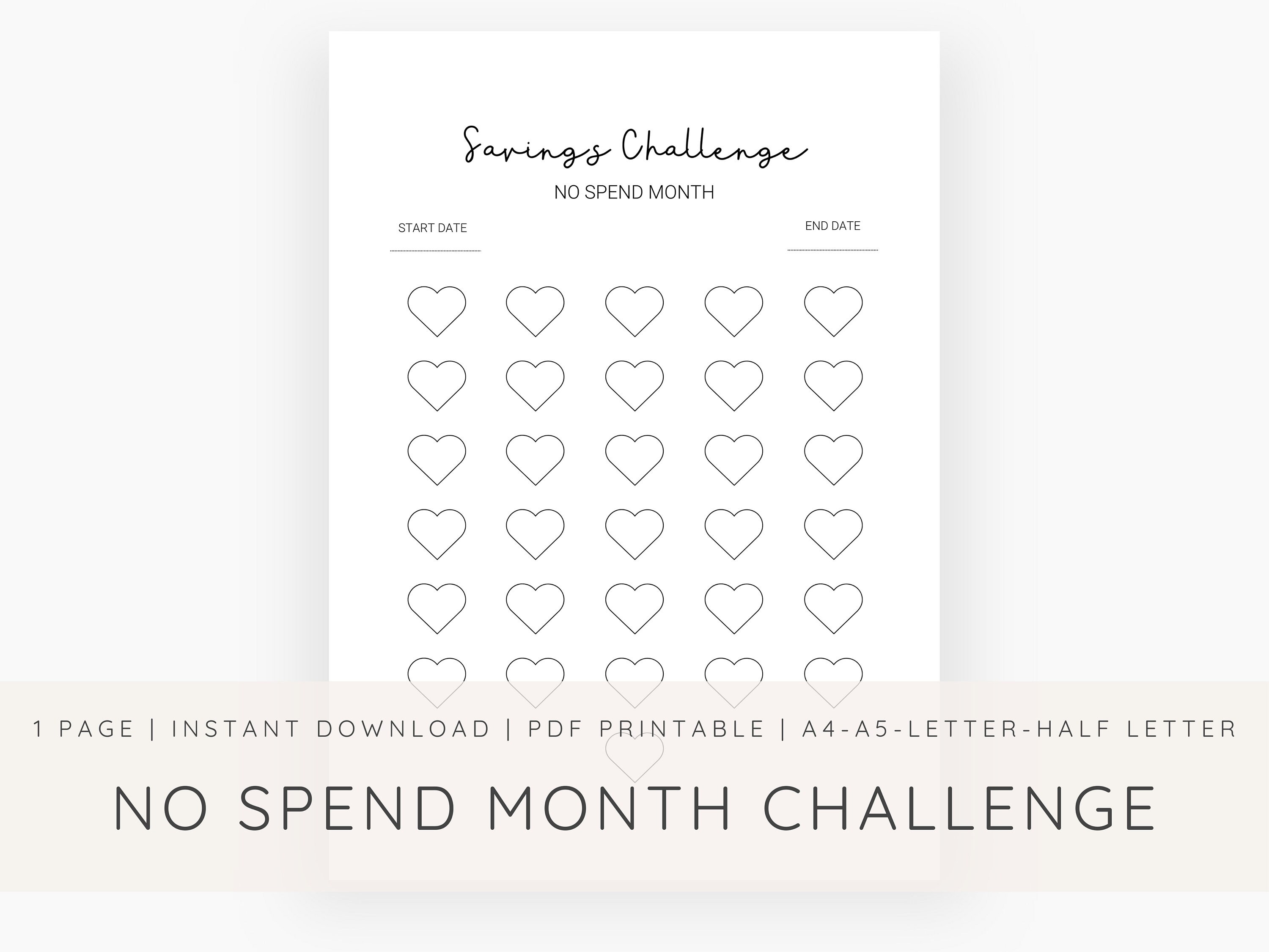 No Spend Month Challenge Printable Save Money Money Saving - Etsy