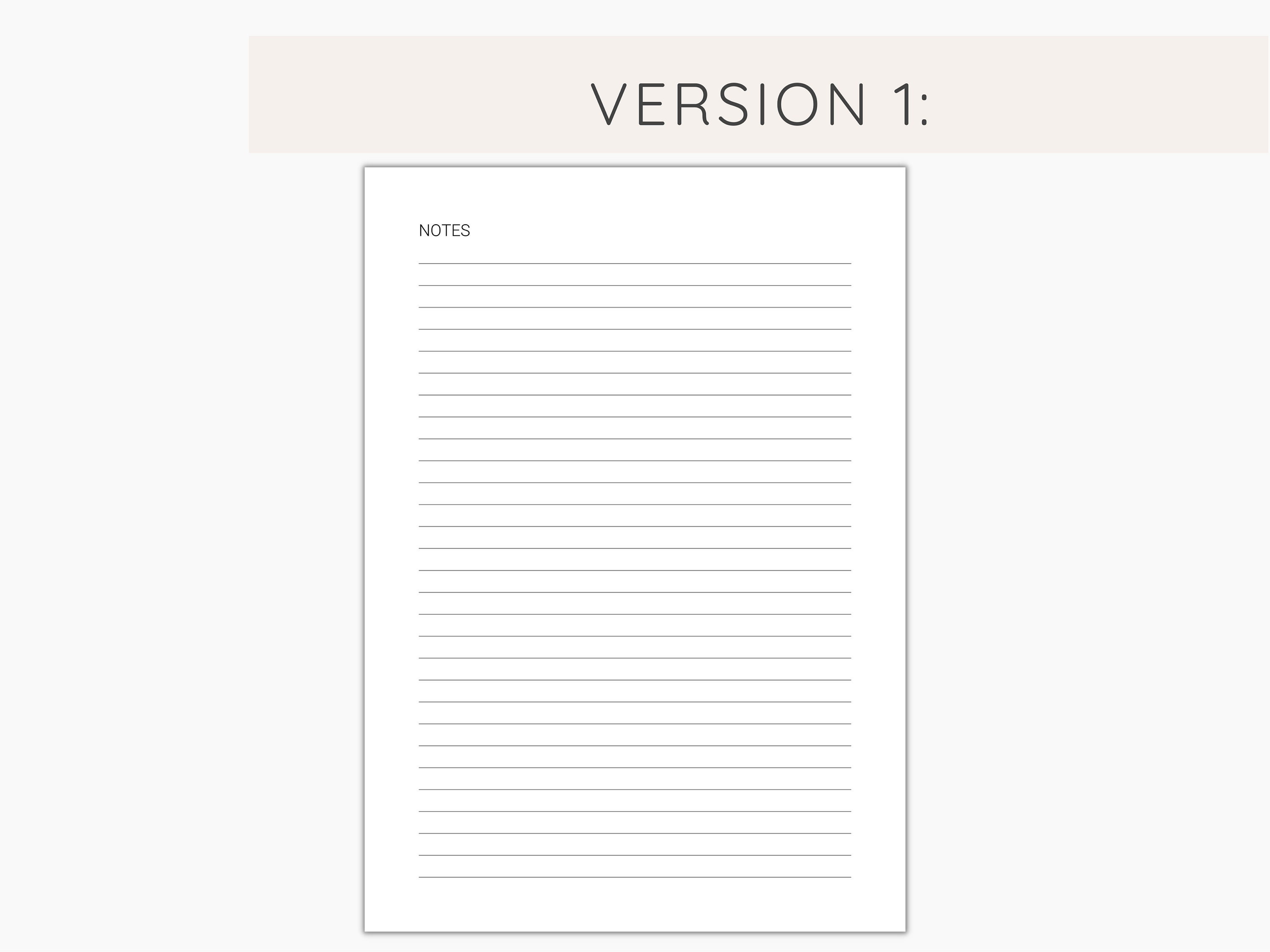 Printable Lined Notes Pages Notes Planner Insert Lined Notes Template ...