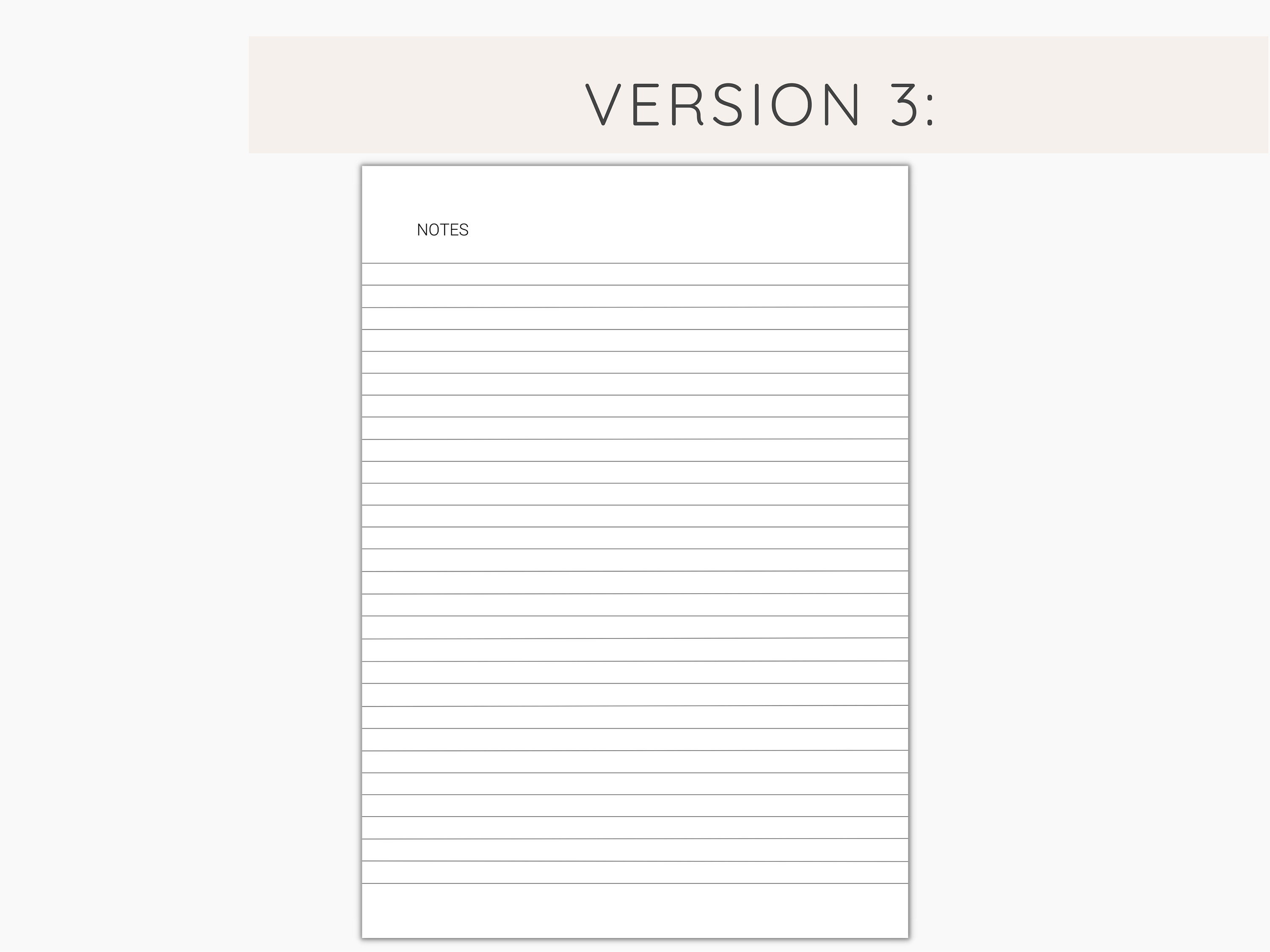 Printable Lined Notes Pages Notes Planner Insert Lined Notes Template ...