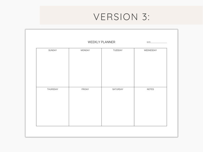 Weekly Planner Printable Landscape Weekly Organizer Week - Etsy