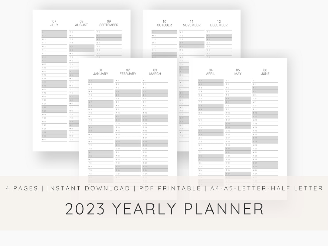 2023 Yearly Planner Printable - Yearly Overview 2023 - 2023 Year ...