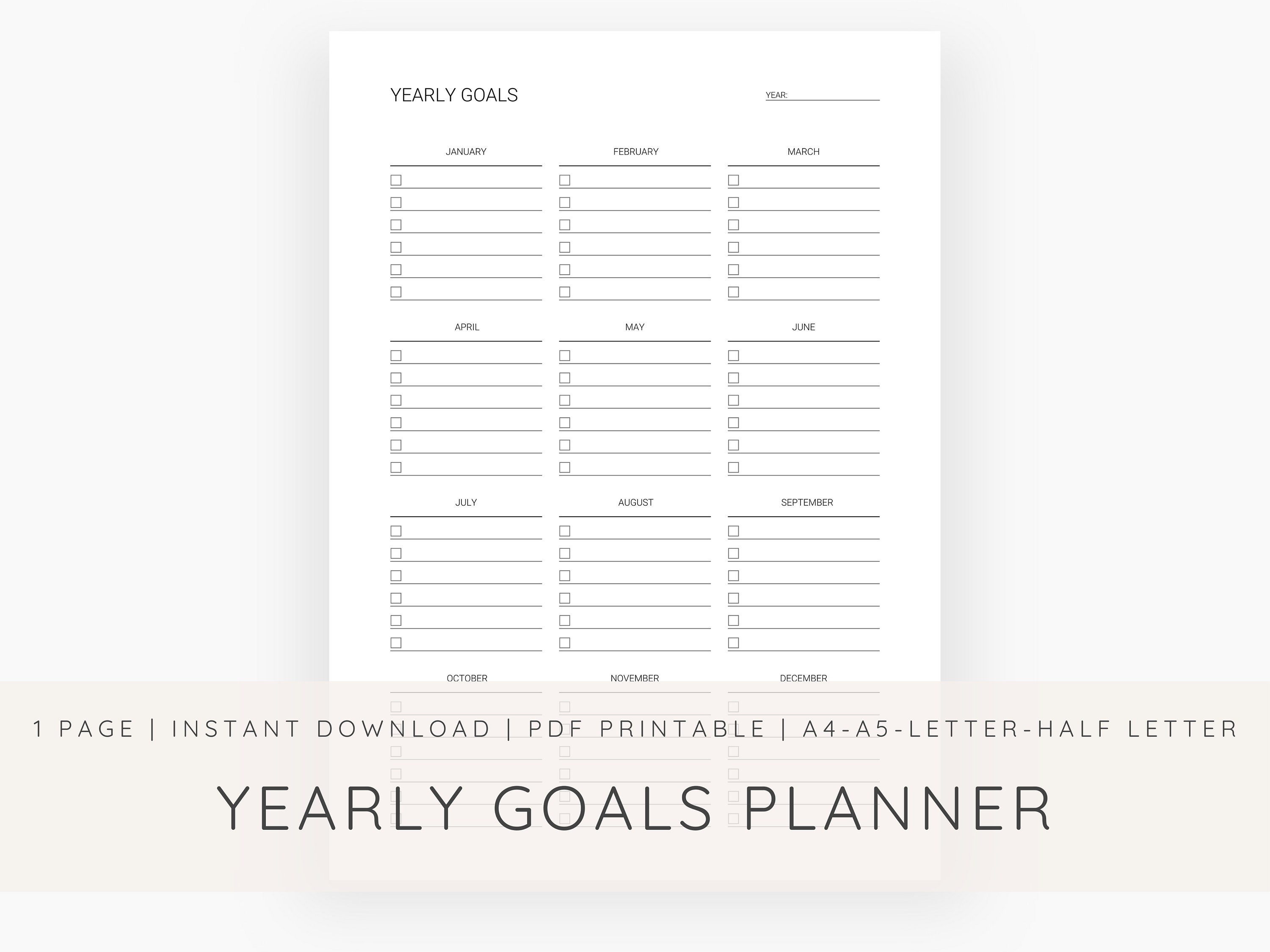 Yearly Goals Planner Printable Goal Setting Template Goal - Etsy