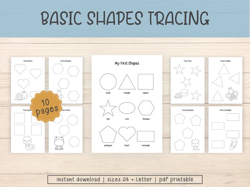 Basic Shape Tracing Printable Tracing Worksheets Basic - Etsy