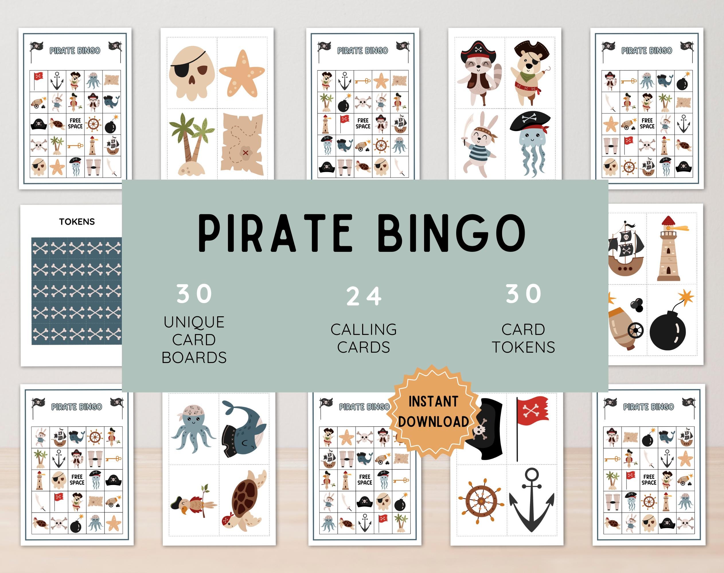 Printable Pirate Bingo Printable Bingo Bingo Cards Printable Game ...