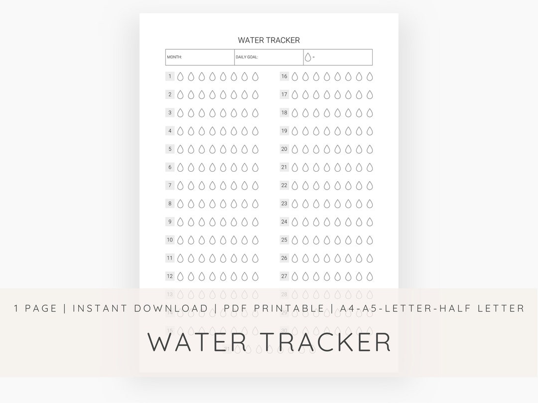 Water Tracker Printable - Daily Hydration Tracker - Drink Water ...