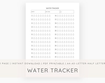 Monthly Water Tracker Printable - Daily Hydration Tracker - Drink Water ...