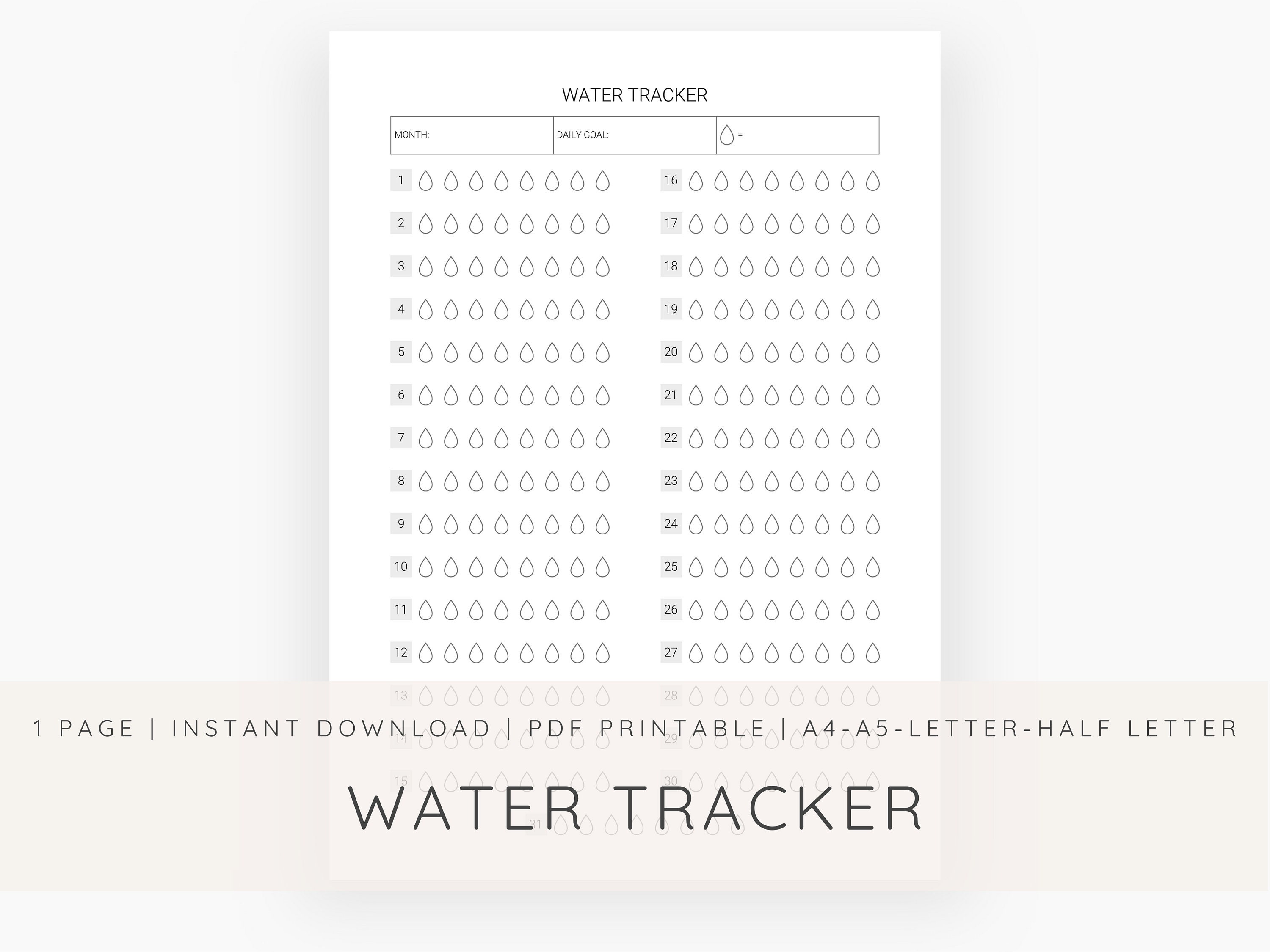 Water Tracker Printable Daily Hydration Tracker Drink Water Reminder ...