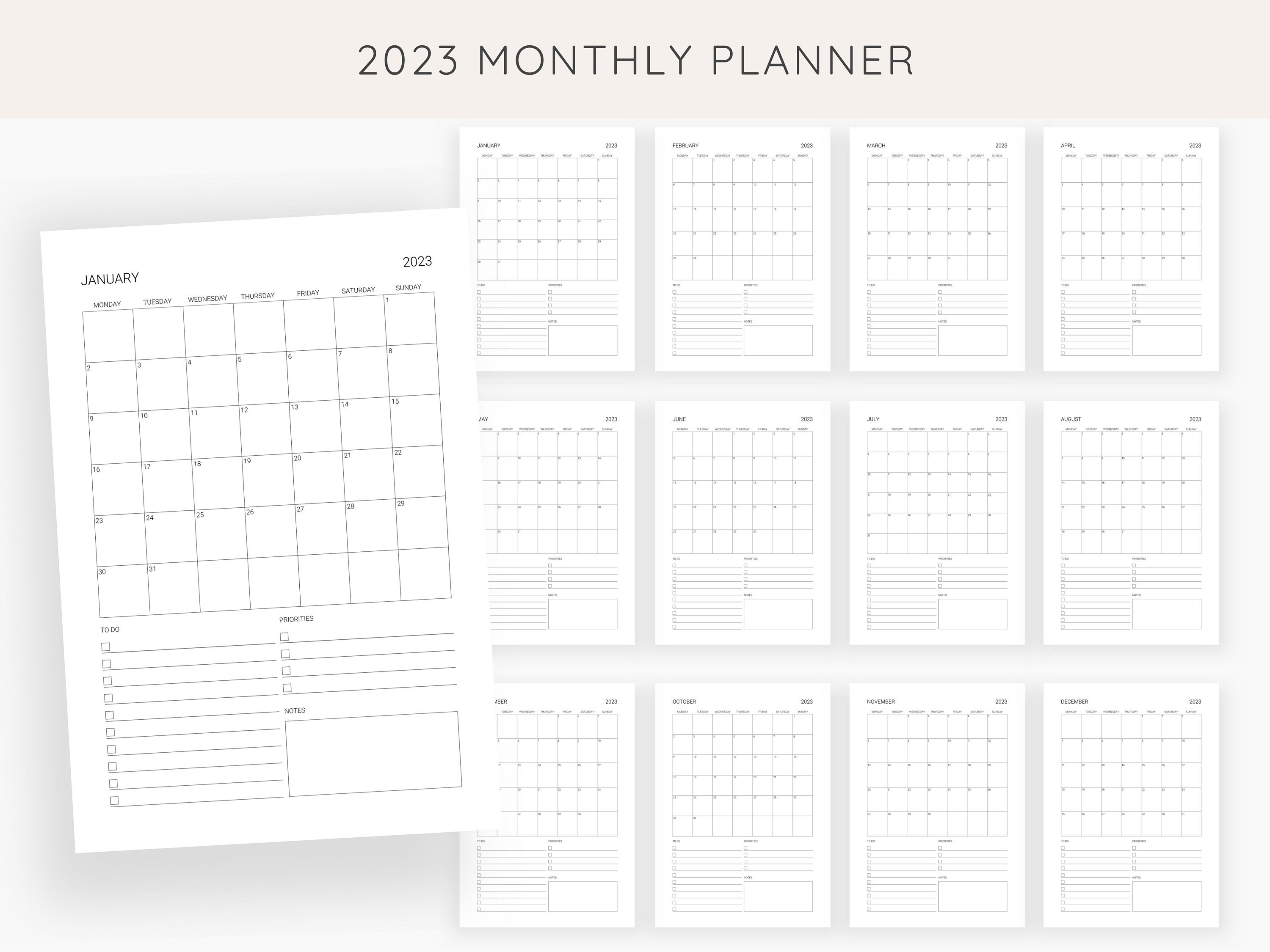 2023 Calendar Bundle Printables 2023 Yearly Calendar 2023 - Etsy