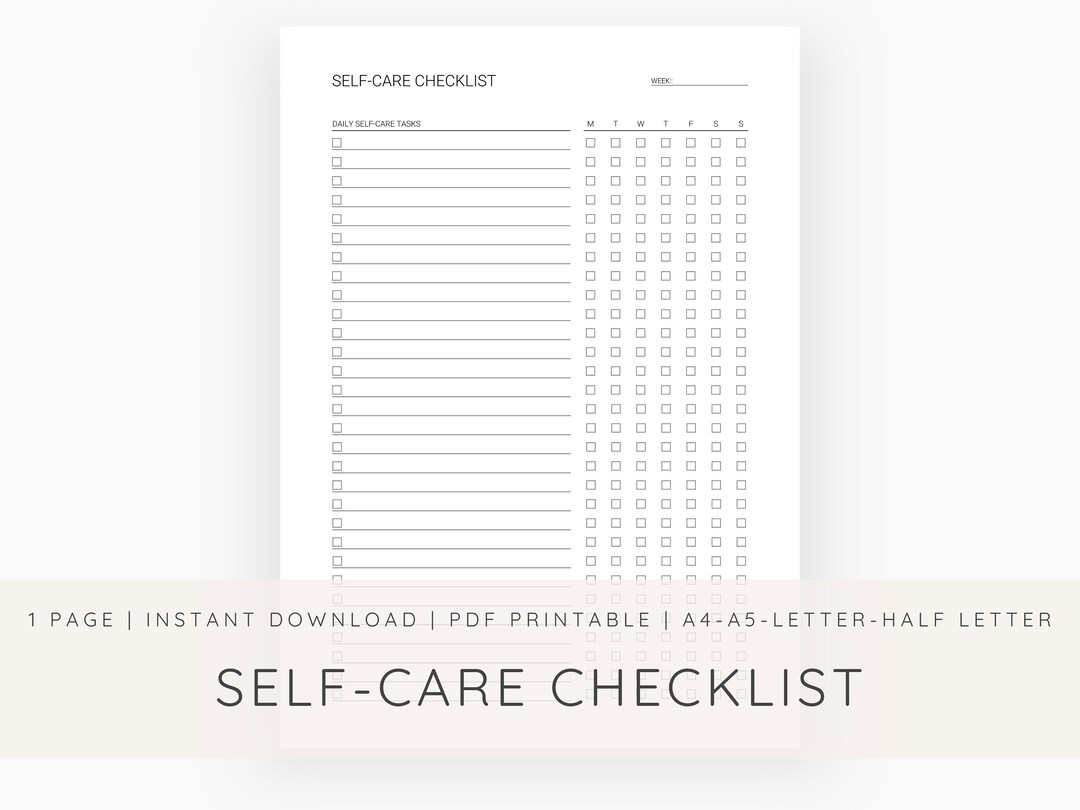 Self-care Checklist Printable Daily Self-care Planner - Etsy