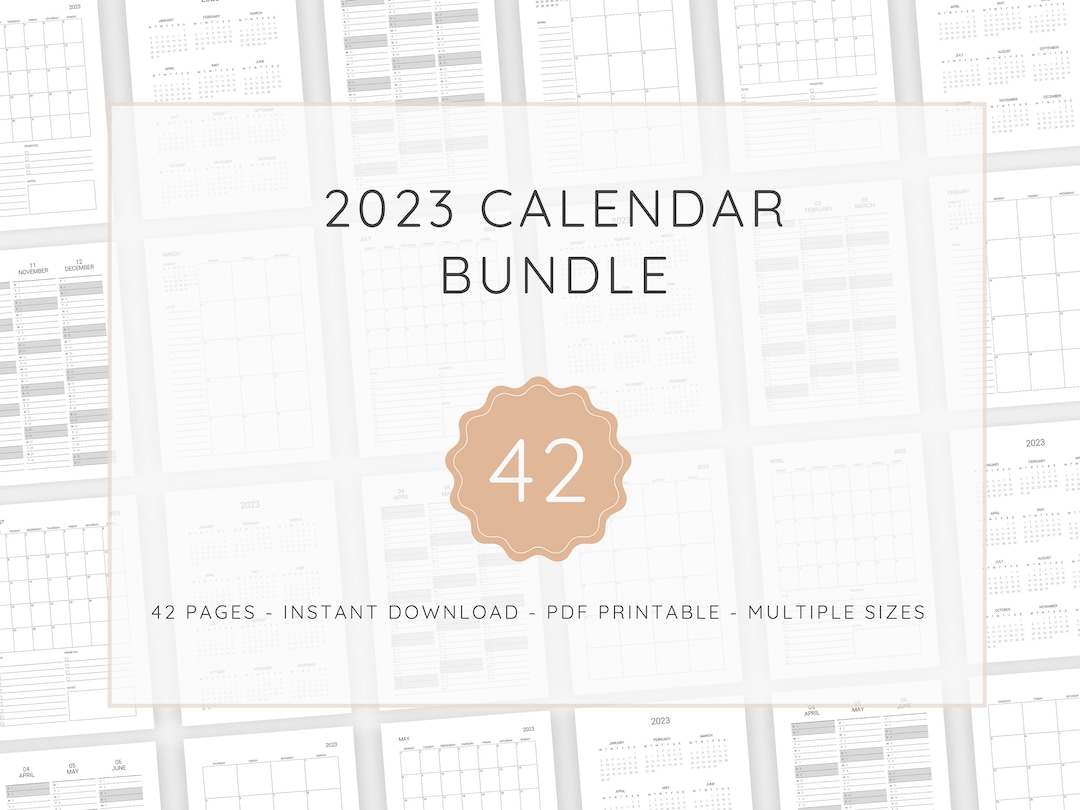 2023 Calendar Bundle Printables 2023 Yearly Calendar 2023 Monthly ...
