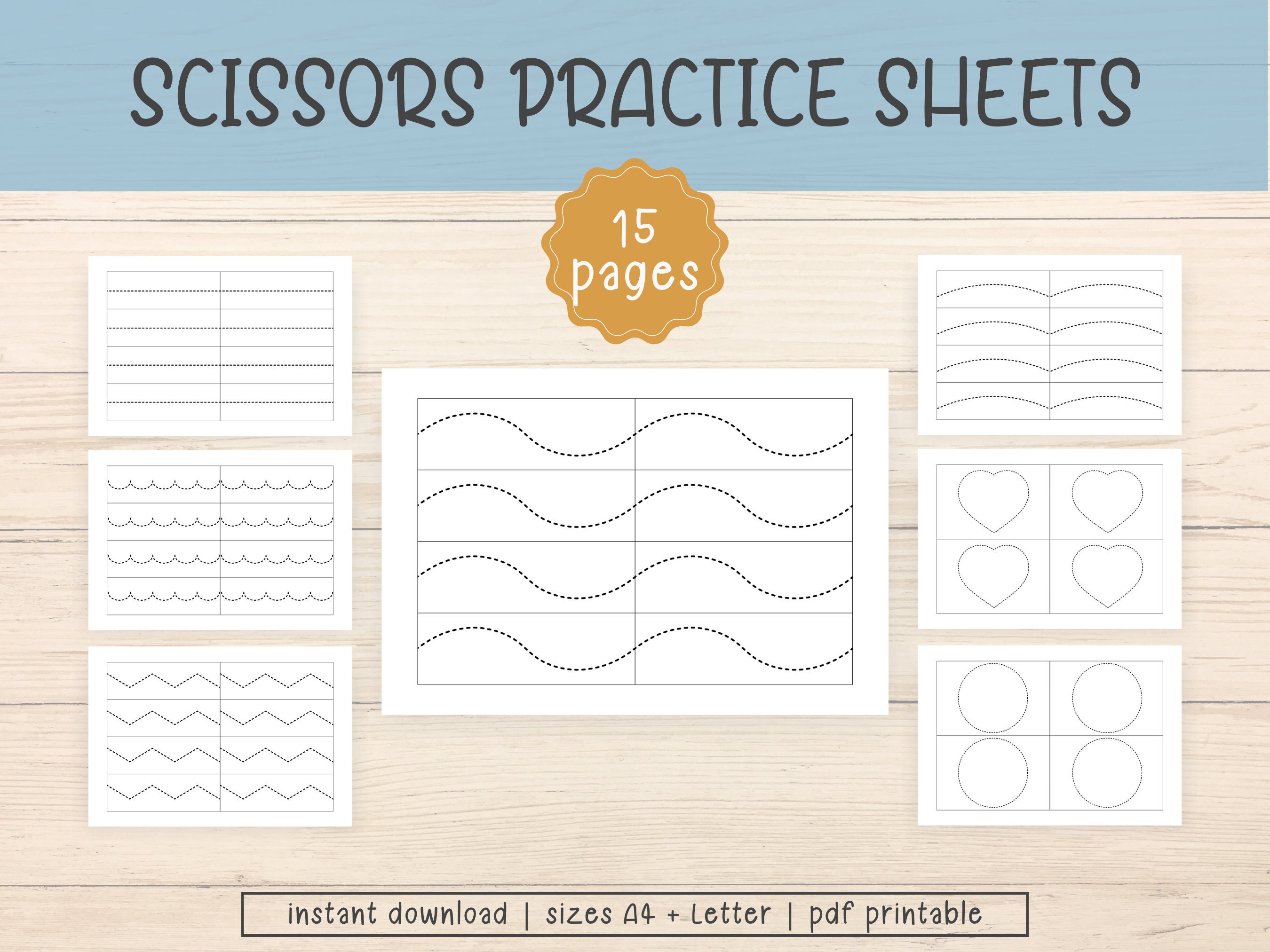 Scissors Practice Sheets Printable - Beginning Scissors Practice ...