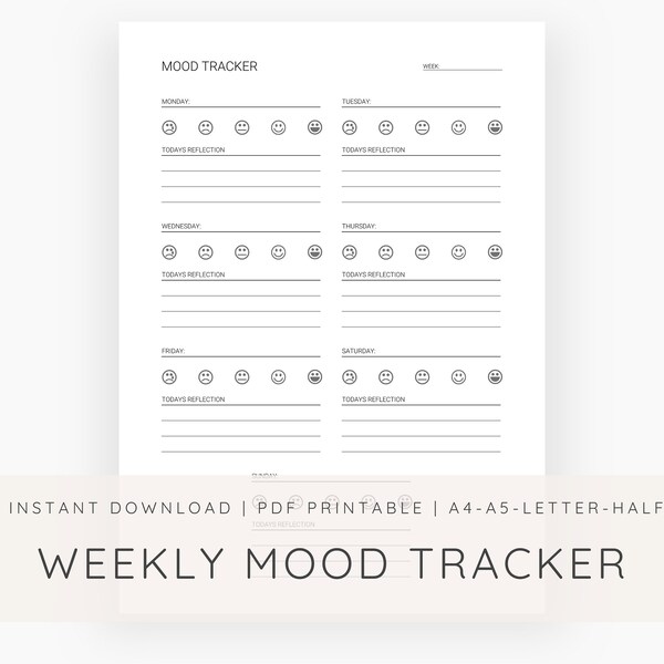 Weekly Mood Tracker - Etsy