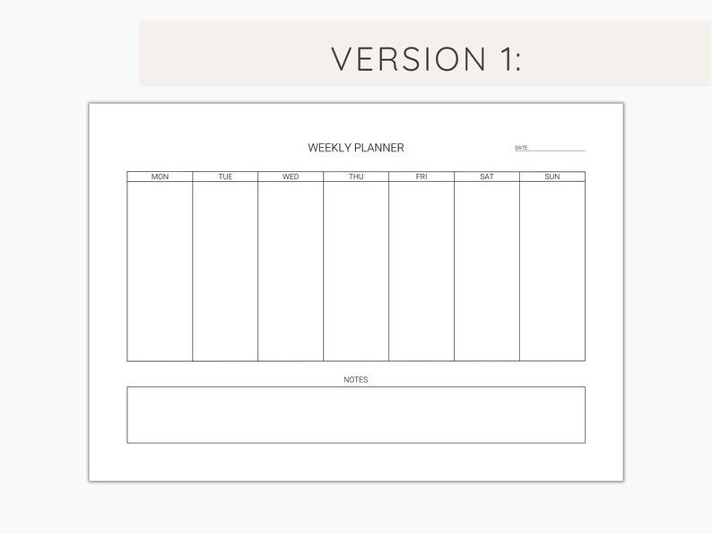 Weekly Planner Printable Landscape Weekly Organizer Week at A Glance ...