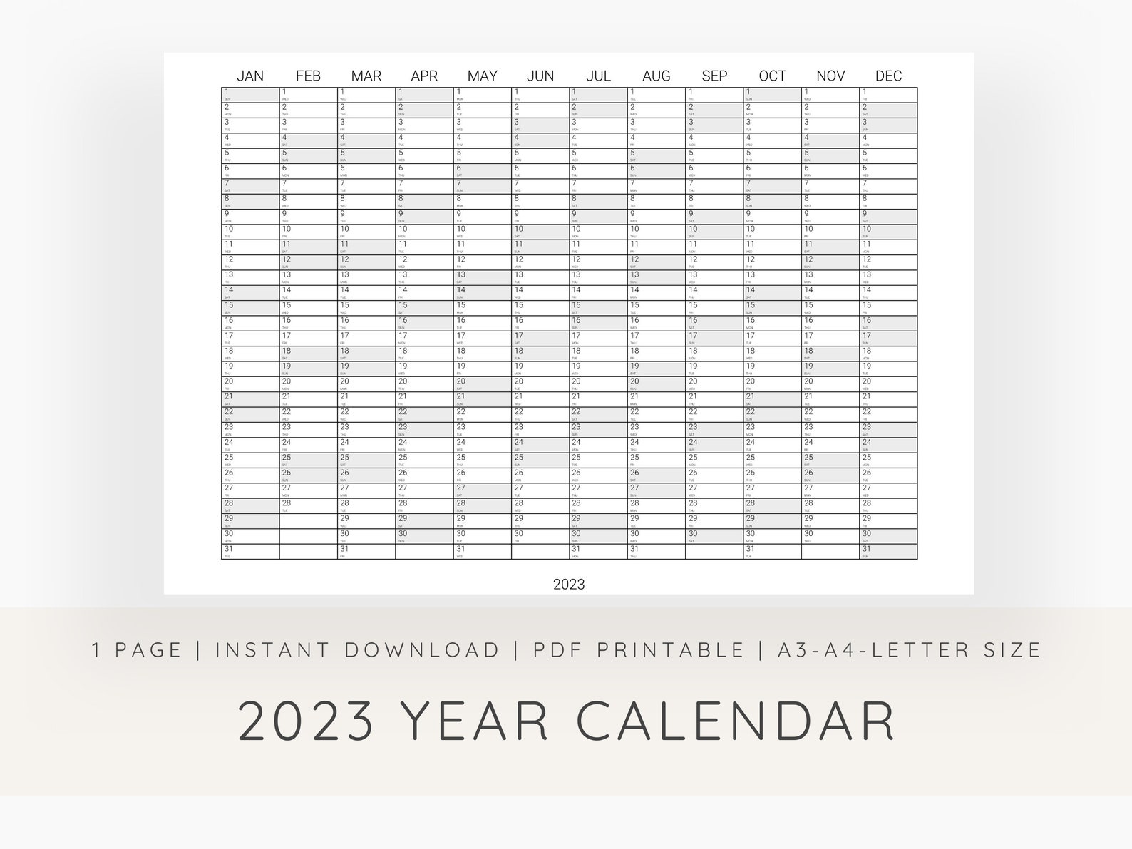 2023 Year Calendar Printable - Minimalist Design - 2023 Year Planner ...