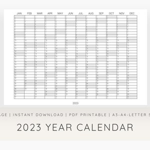 2023 Year Calendar Printable - Minimalist Design - 2023 Year Planner ...