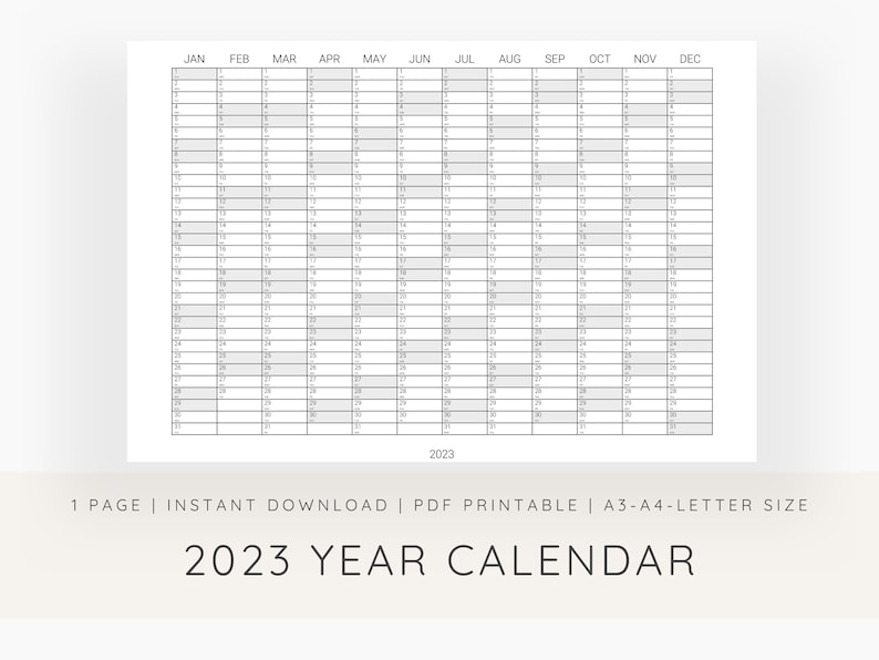2023 Year Calendar Printable - Minimalist Design - 2023 Year Planner ...