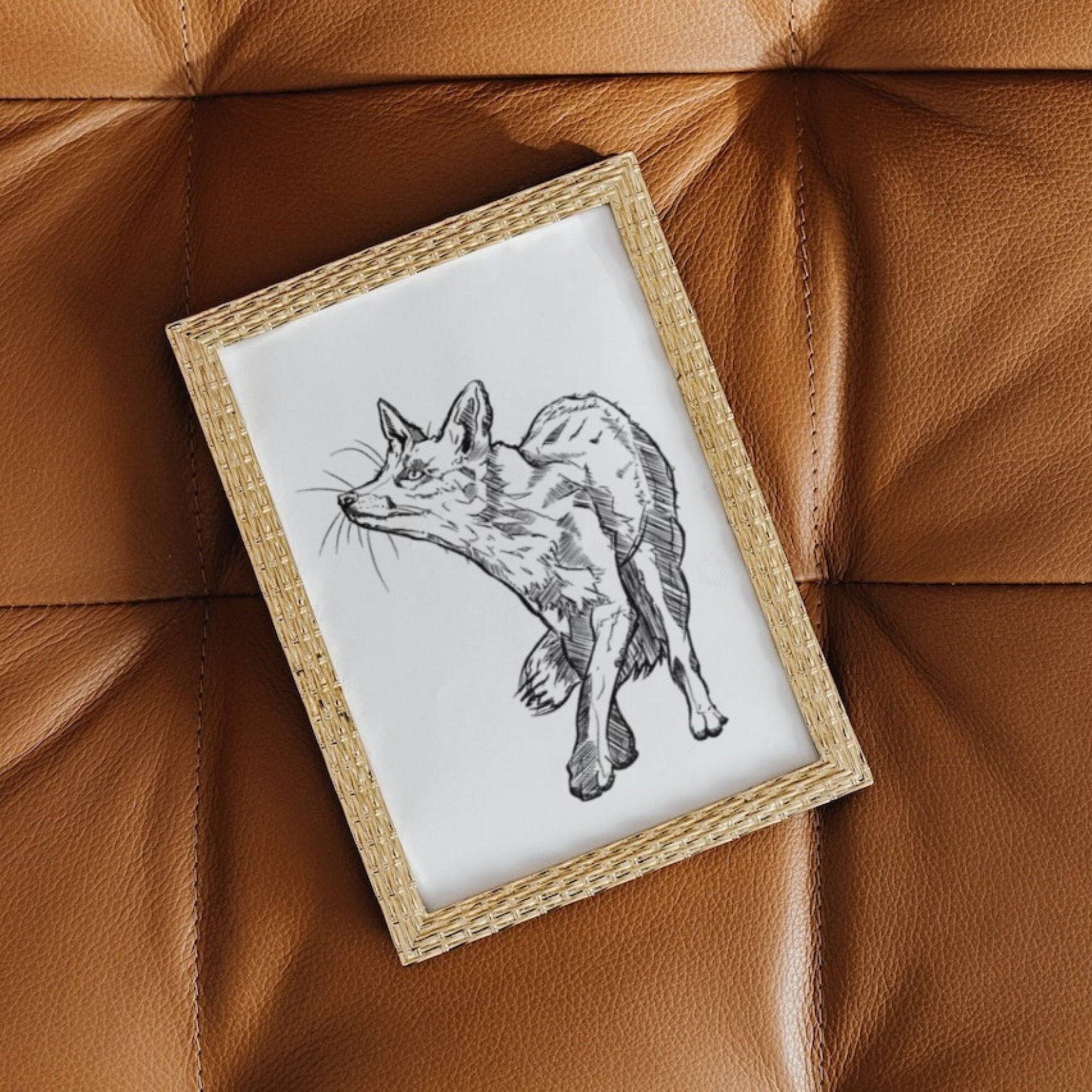 Fox Art Drawing | Black and White Wall Decor | Printable Wall Art ...