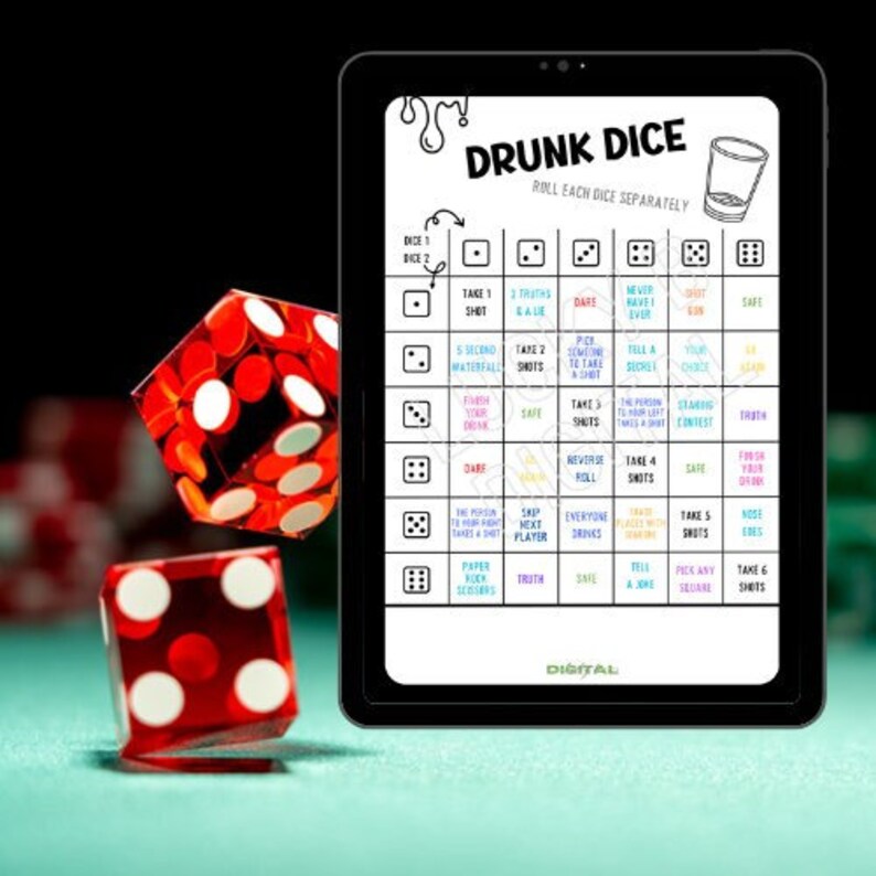 Drunk Dice Game Digital Download PDF Printable PNG - Etsy