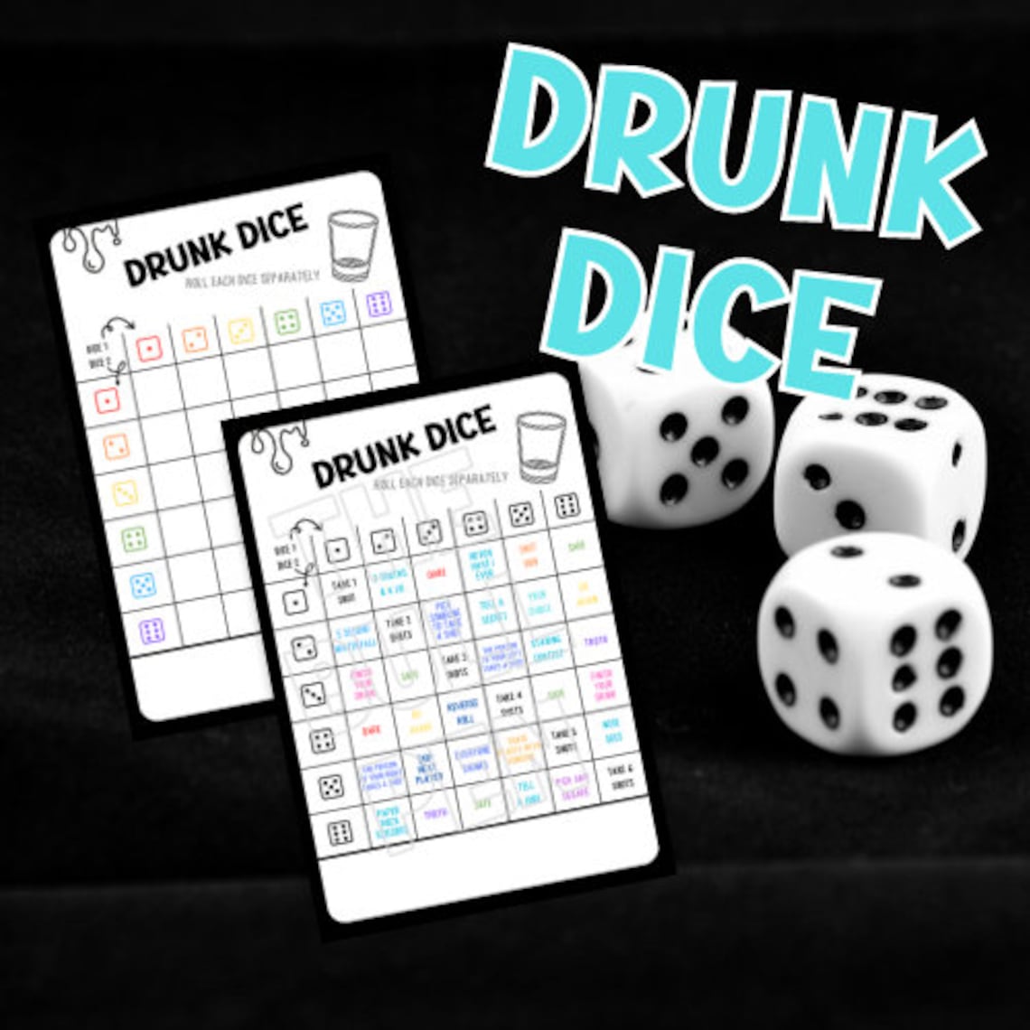 Drunk Dice Game | Digital Download | PDF Printable | PNG - Etsy