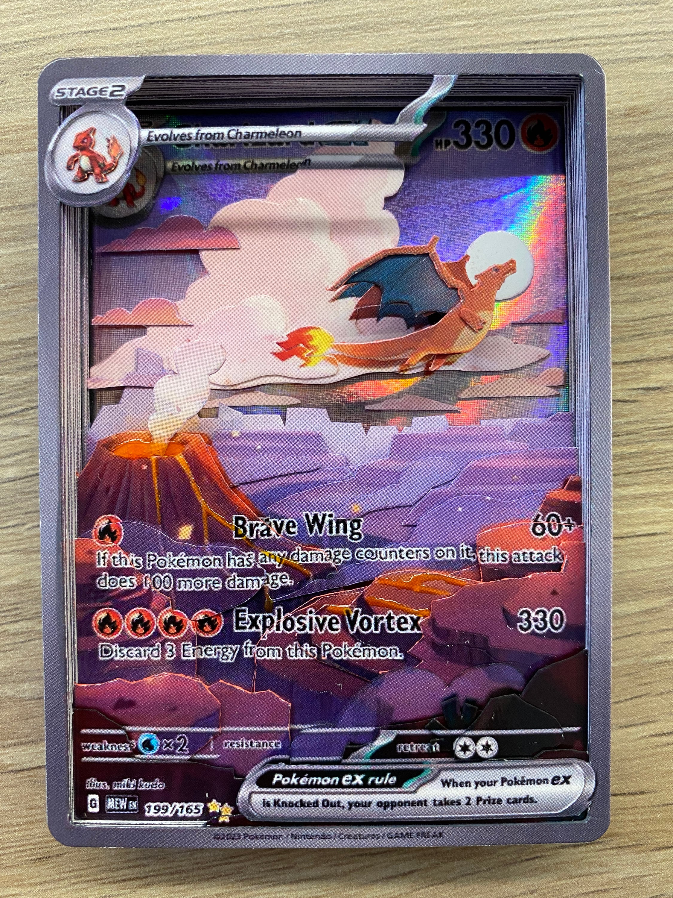 Shadowbox Pokemon Charizard Ex 3D Card Set 151 199 / 165 100% Handmade ...