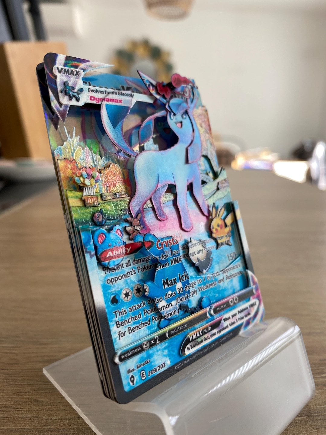 3D Card Shadowbox Pokemon Glaceon Vmax Evolving Skies 209 / 203 Art 100 ...