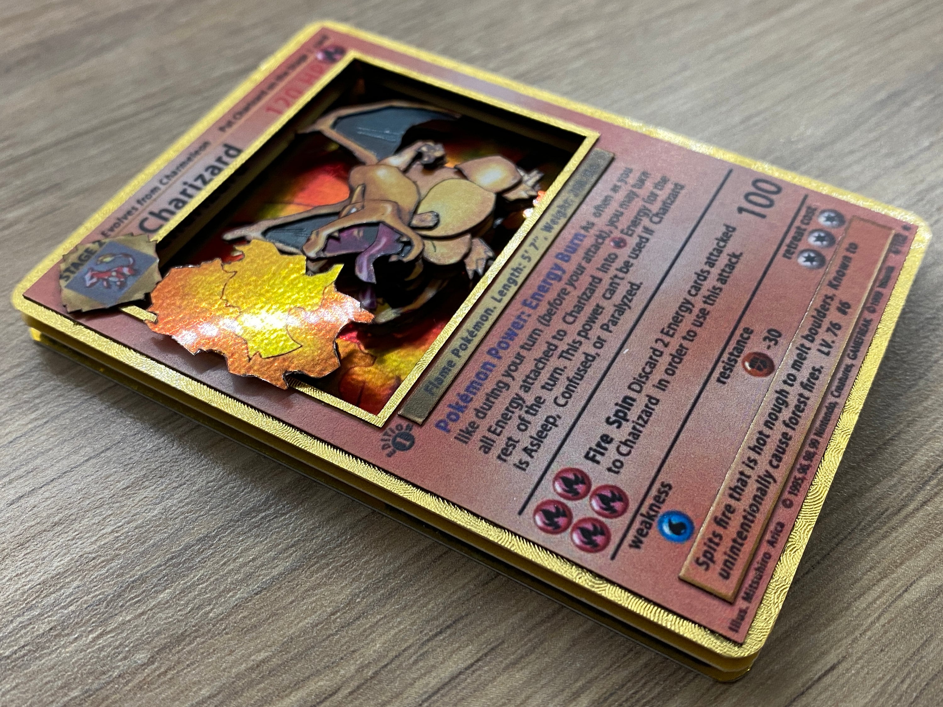 3D Card Shadowbox Pokemon Charizard 1 St Base 4 / 102 Art 100% Handmade ...