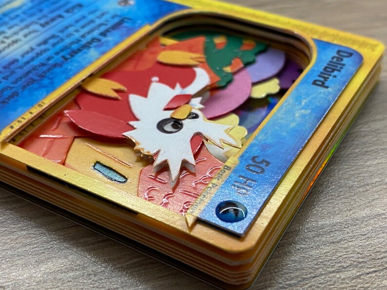 Shadowbox Pokemon Delibird Skyridge 3D Card 49 / 144 Art 100% Handmade ...