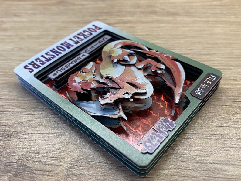 3D Card Shadowbox Pokemon Charizard No. 06 Pocket Monsters Art 100% ...