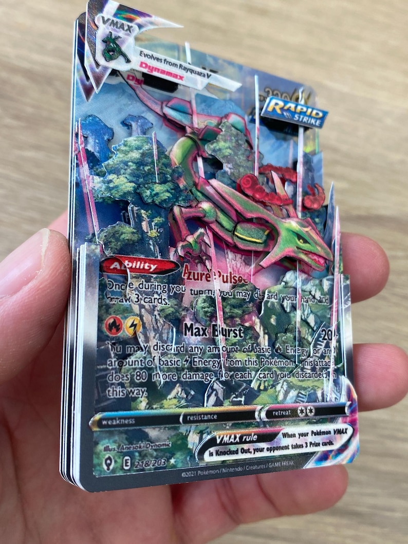 Shadowbox Pokemon Rayquaza Vmax Evolving Skies 3D Card 218 / 203 Art ...