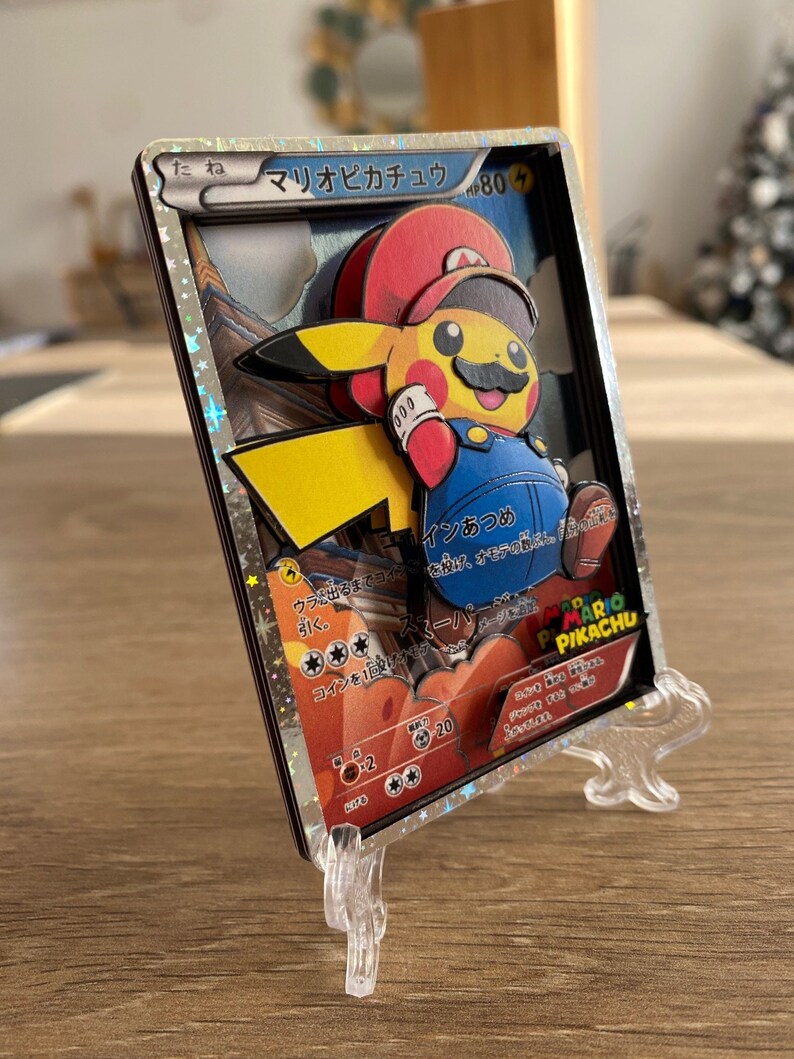 Shadowbox Pokemon Mario Pikachu Full Art XY Promo 3D Card 100% Handmade ...