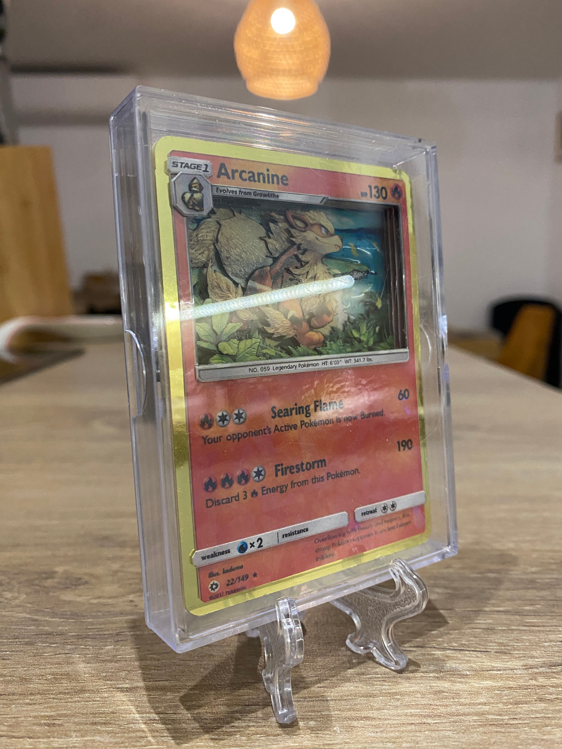 Shadowbox Pokemon Arcanine Sun & Moon 3D Card 22 / 149 Art 100% ...