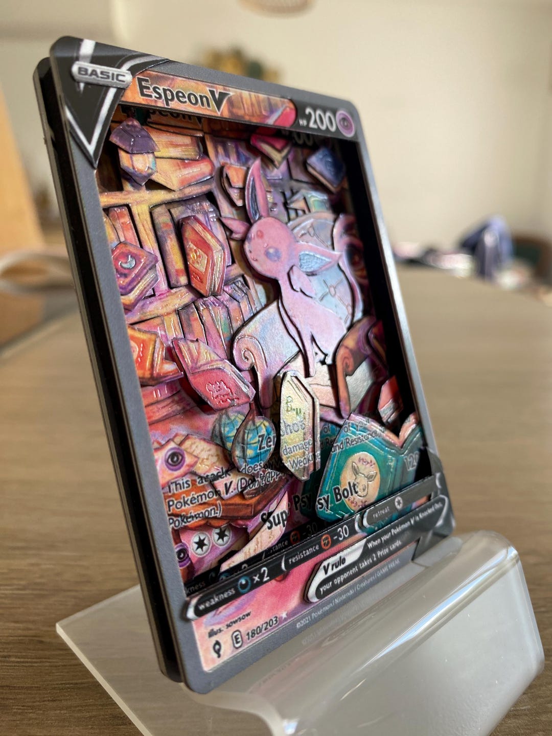 Shadowbox Pokemon Espeon V Evolving Skies 3D Card 180 / 203 Art 100% ...