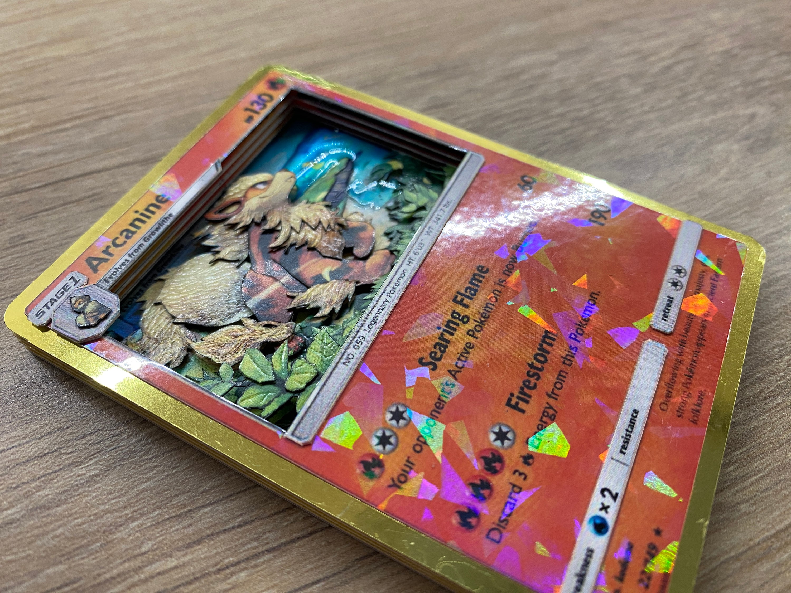 Shadowbox Pokemon Arcanine Sun & Moon 3D Card 22 / 149 Art 100% ...