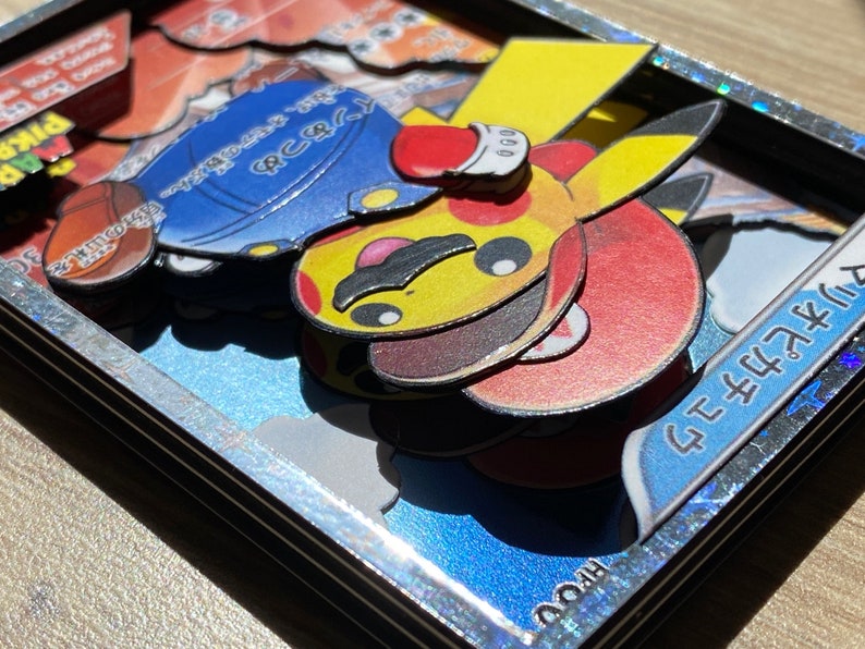 Shadowbox Pokemon Mario Pikachu Full Art XY Promo 3D Card 100% Handmade Art - Etsy