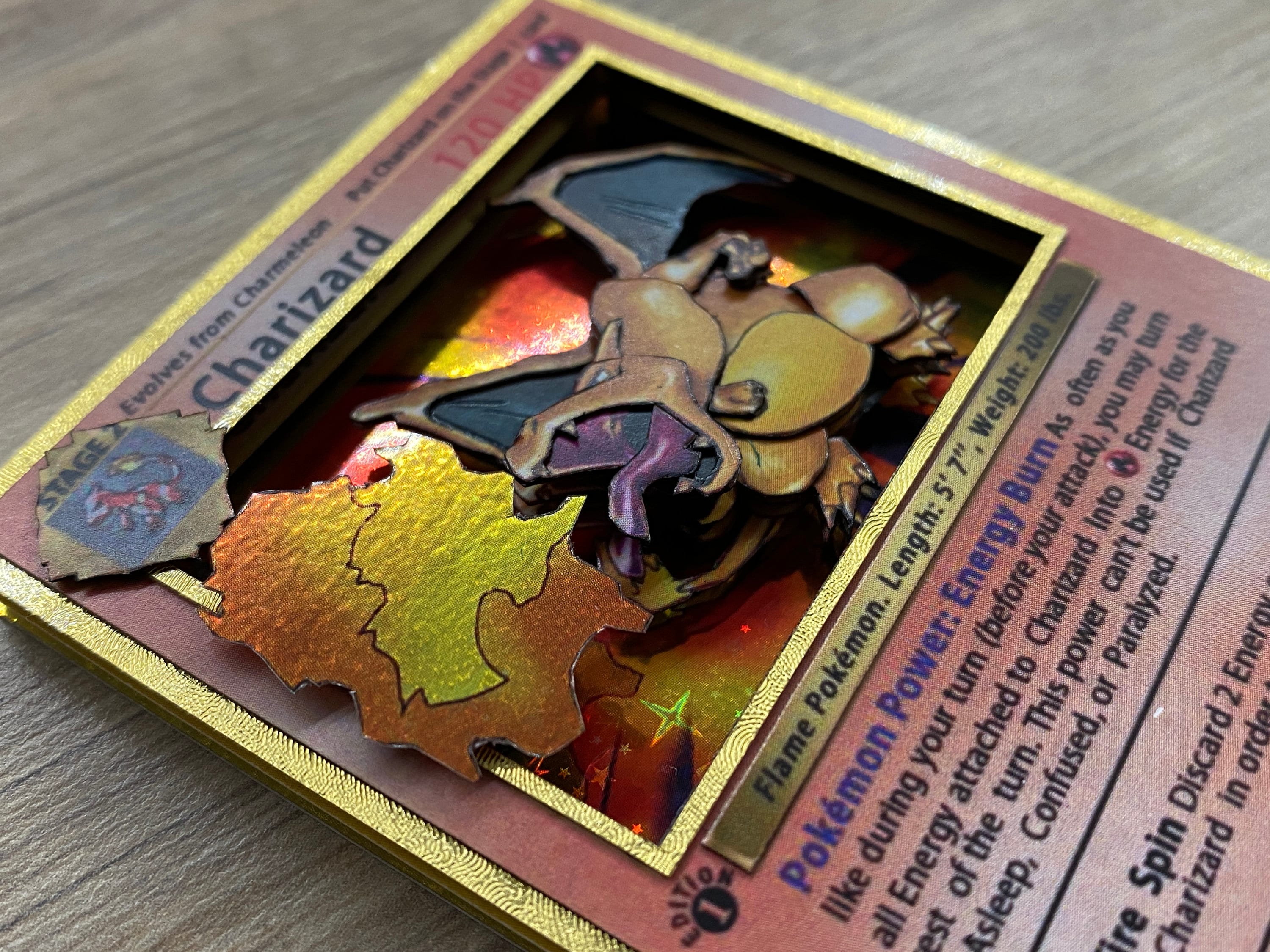 3D Card Shadowbox Pokemon Charizard 1 St Base 4 / 102 Art 100% Handmade ...