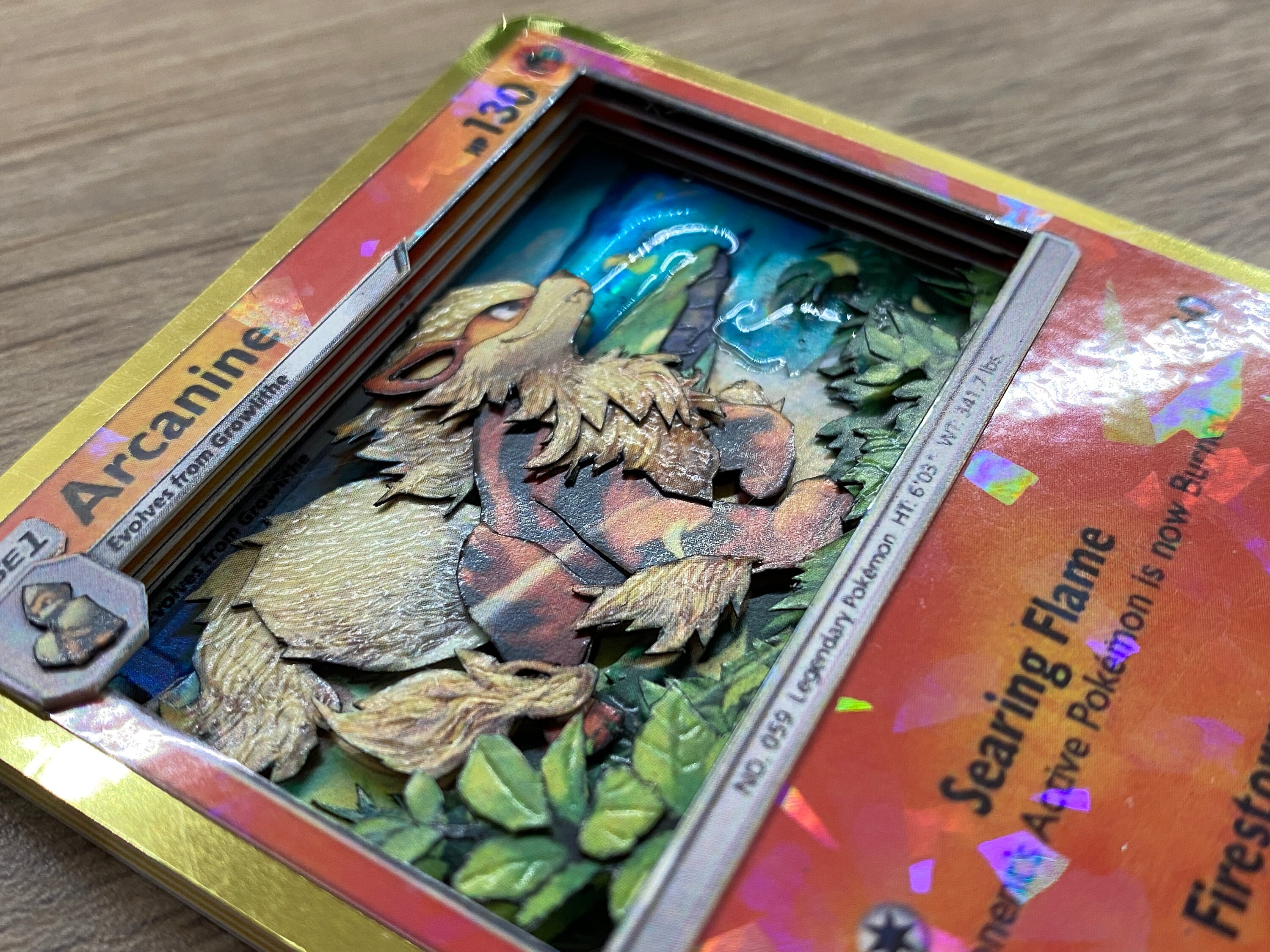Shadowbox Pokemon Arcanine Sun & Moon 3D Card 22 / 149 Art 100% ...