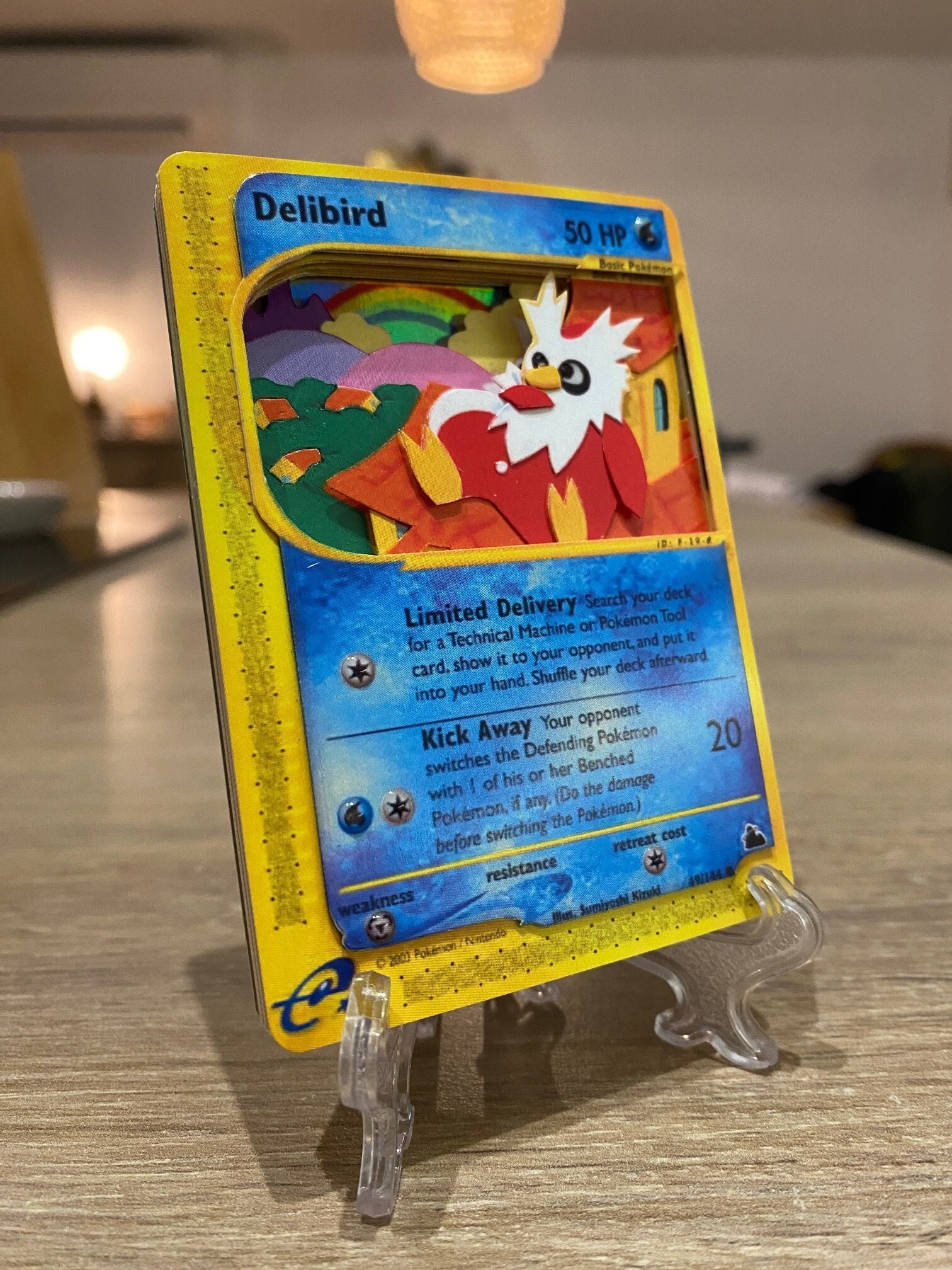 Shadowbox Pokemon Delibird Skyridge 3D Card 49 / 144 Art 100% Handmade ...