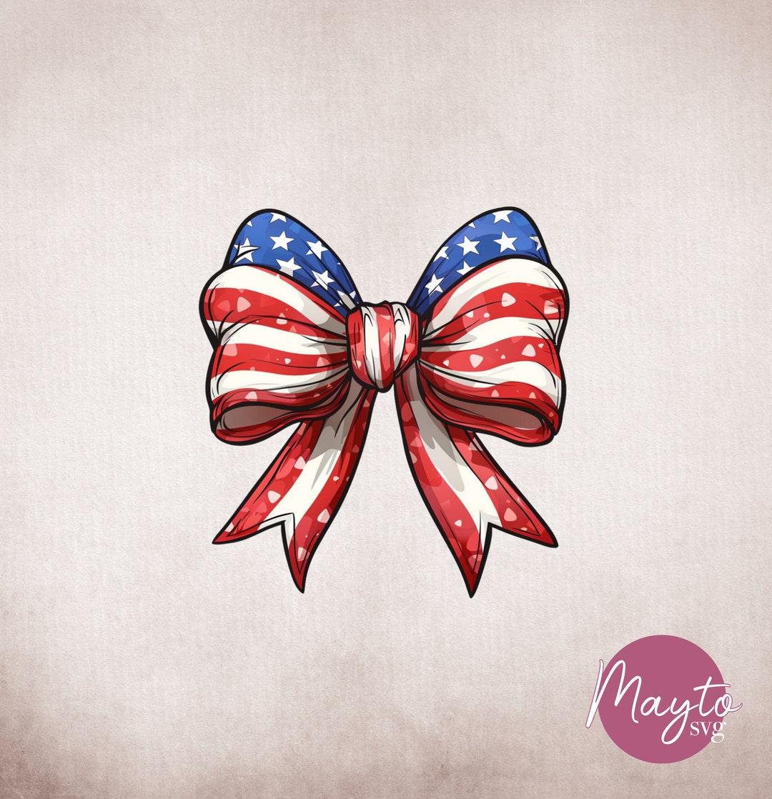 Coquette Bow 4th July American Flag Png, American Flag Bow Png, Girly ...