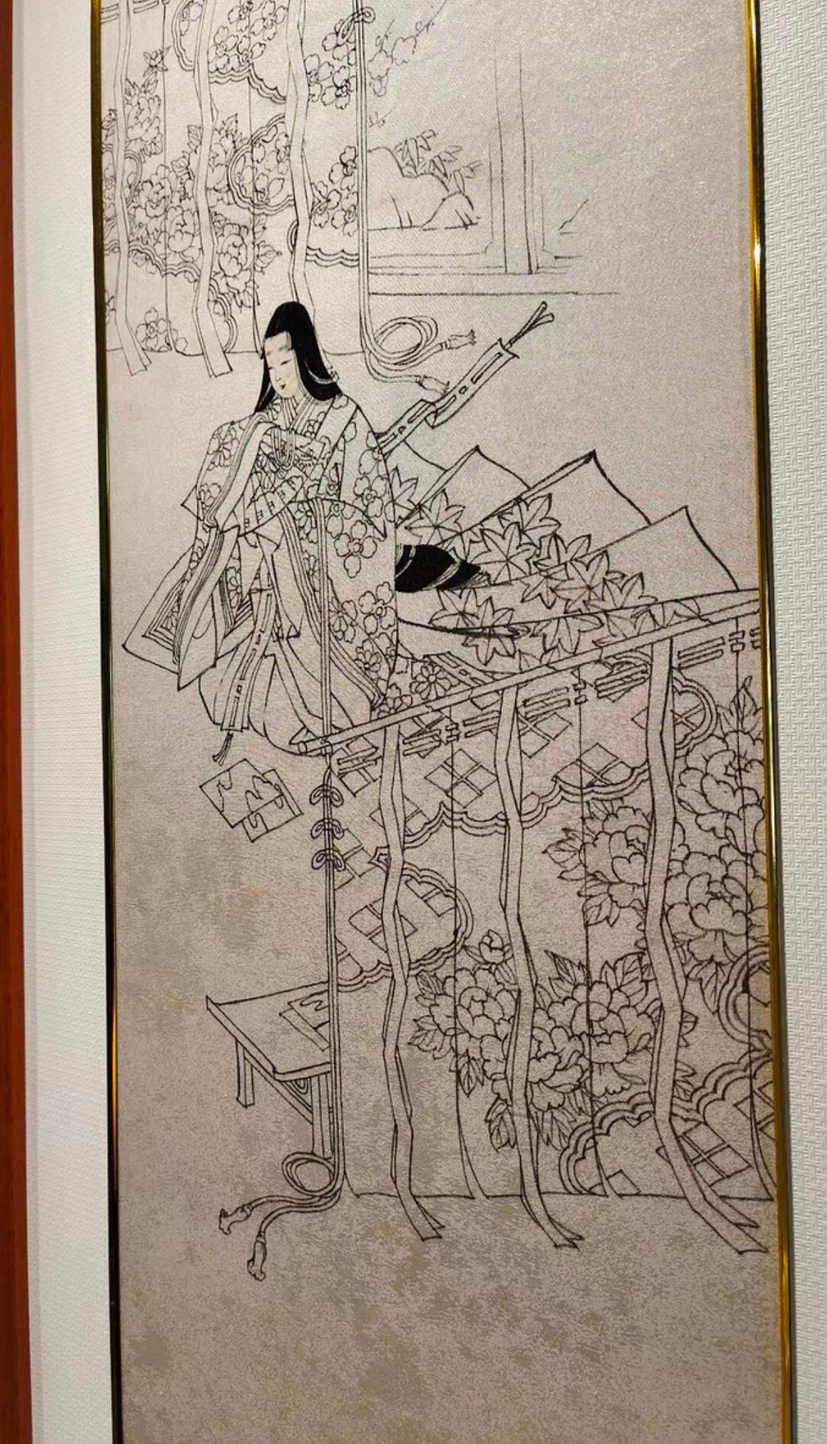 Japanese Framed Obi Wall Hangings, the Tale of Genji Obi, Japanese ...