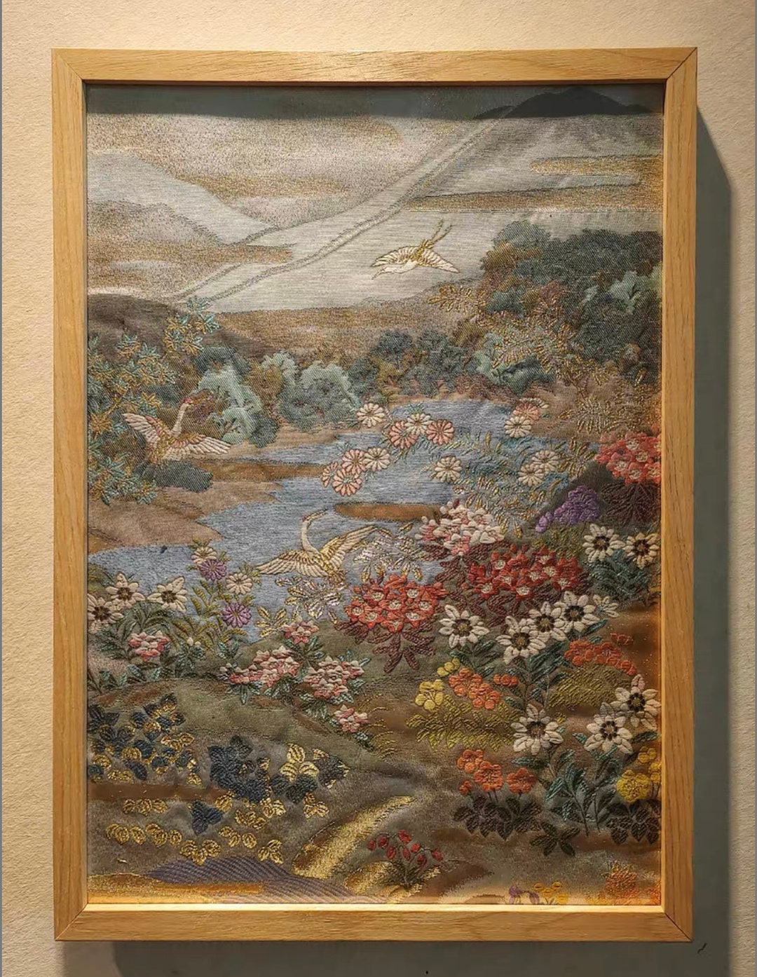 Japanese Decor Vintage Framed Vintage Obi Embroidered Wall - Etsy