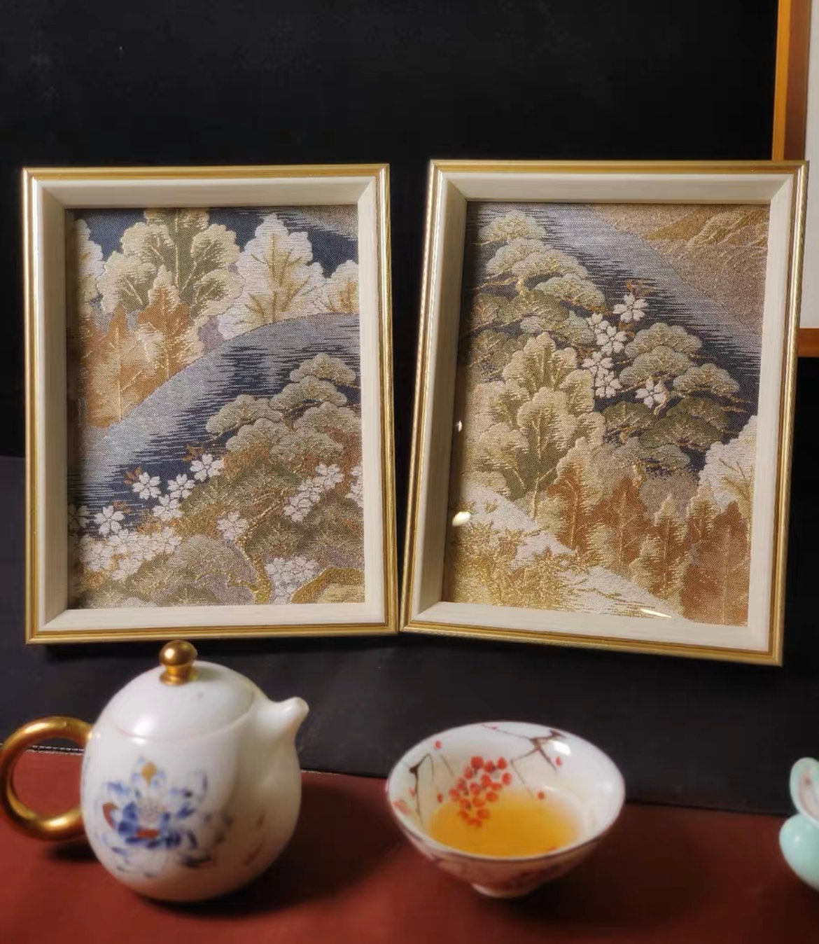 Japanese Framed Obi Decor, Japanese Desk Decor, Japanese Framed Art ...