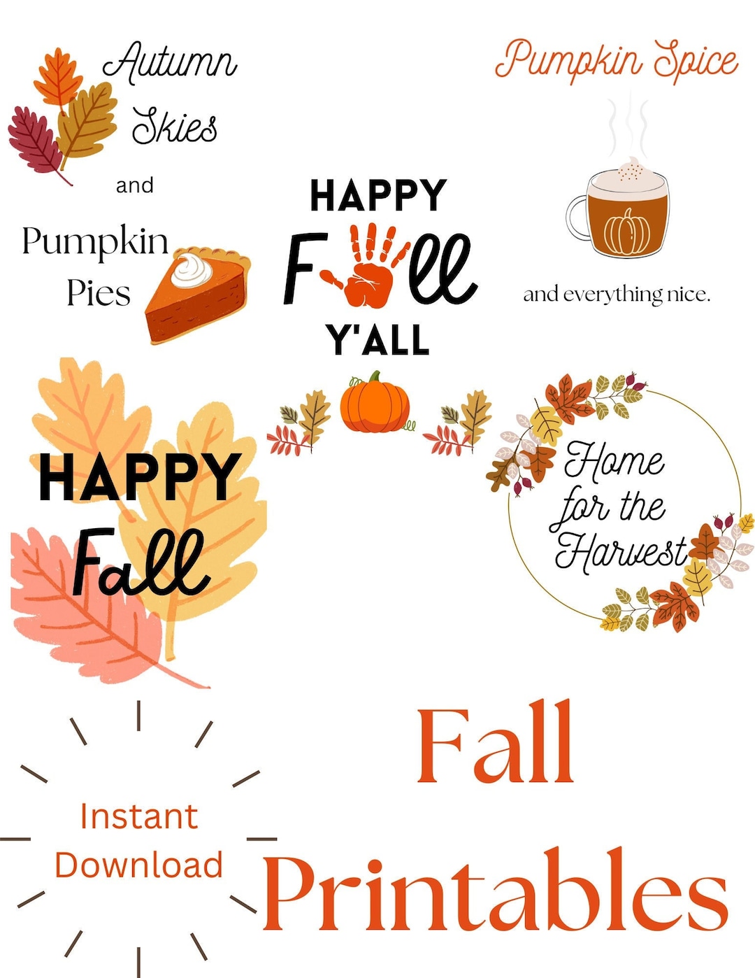 Fall Printable Bundle | Ultimate Fall Sayings | Printable Wall Art ...