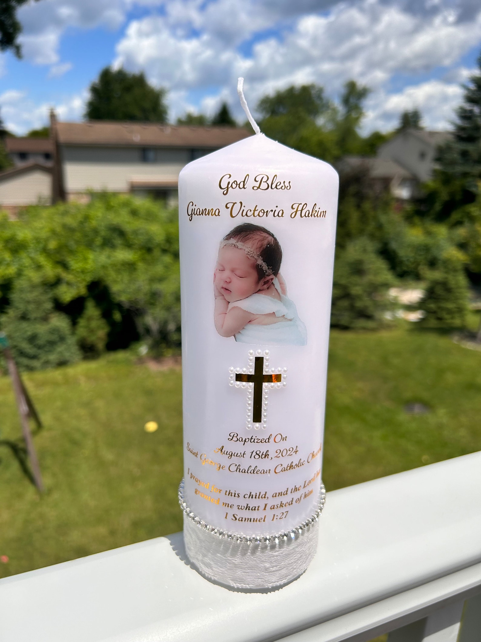 Baptism Candlelace Baptism Candlechristening Candlegold Baptism Candle ...