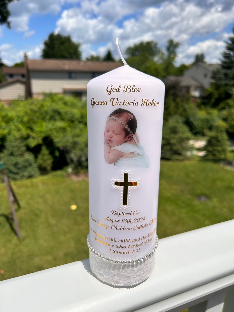 Baptism Candlelace Baptism Candlechristening Candlegold Baptism Candle ...