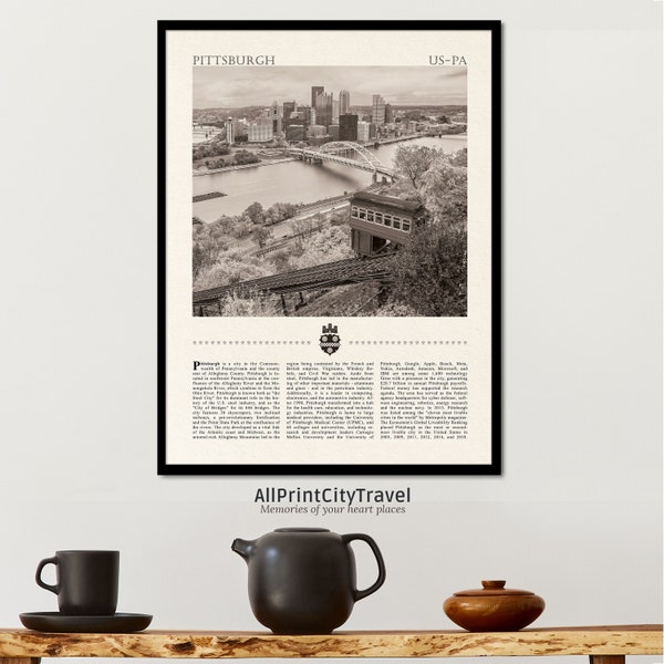 Black and White Pittsburgh Skyline - Etsy
