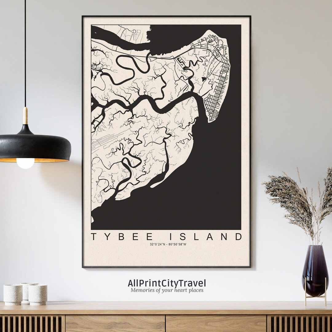 Tybee Island Poster Map City Travel Print Poster Print - Etsy