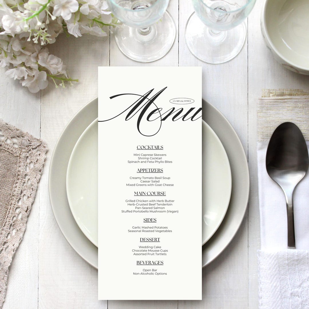 Elegant Menu Template Menu Canva Template Editable Menu Design ...