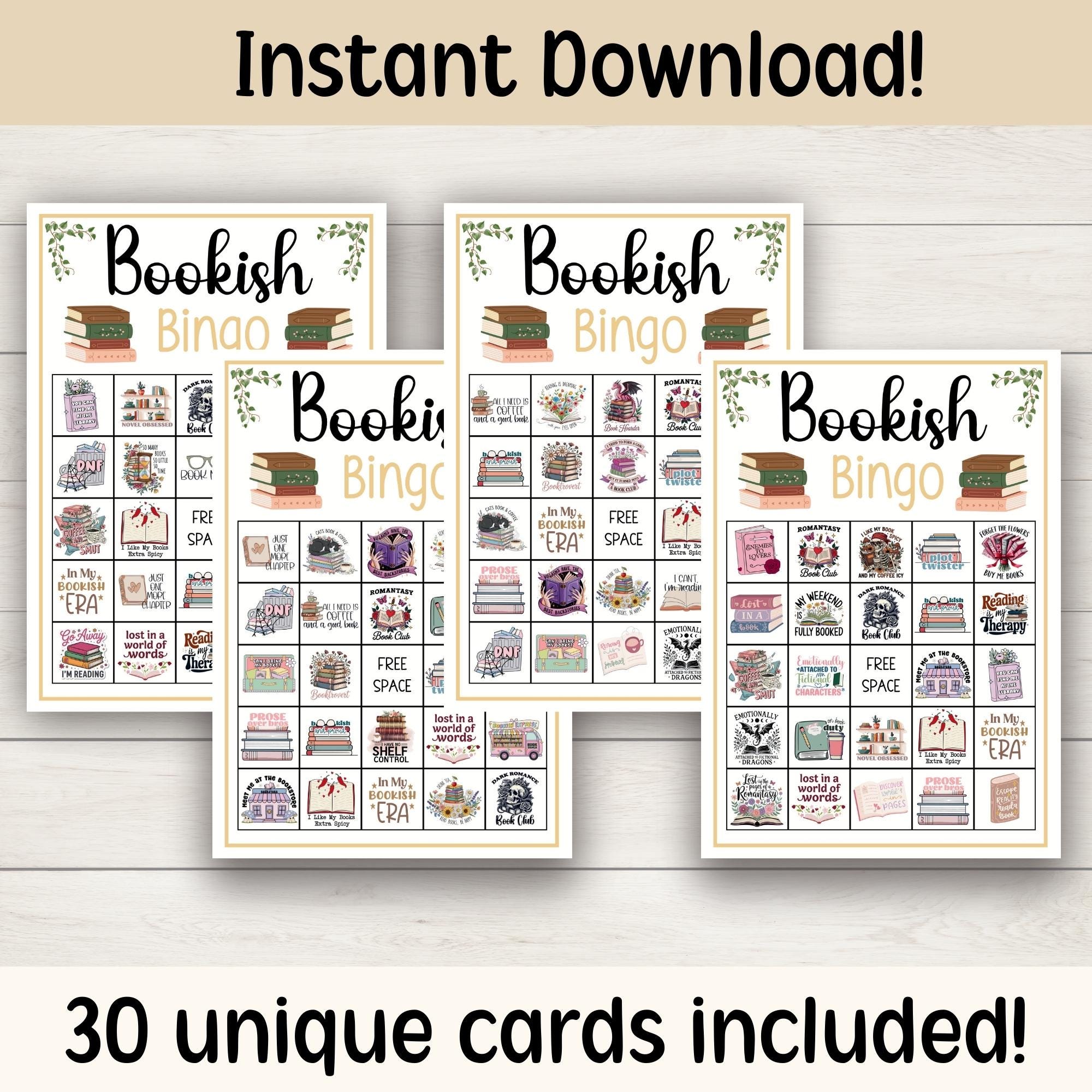 Bookish Bingo Printable Game Booktok Reading Party Bingo Bookish Games ...